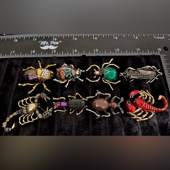 Jewelry | Mixed Insect Brooch Set 8 Bug Pins With Rhinestones Enamel ...